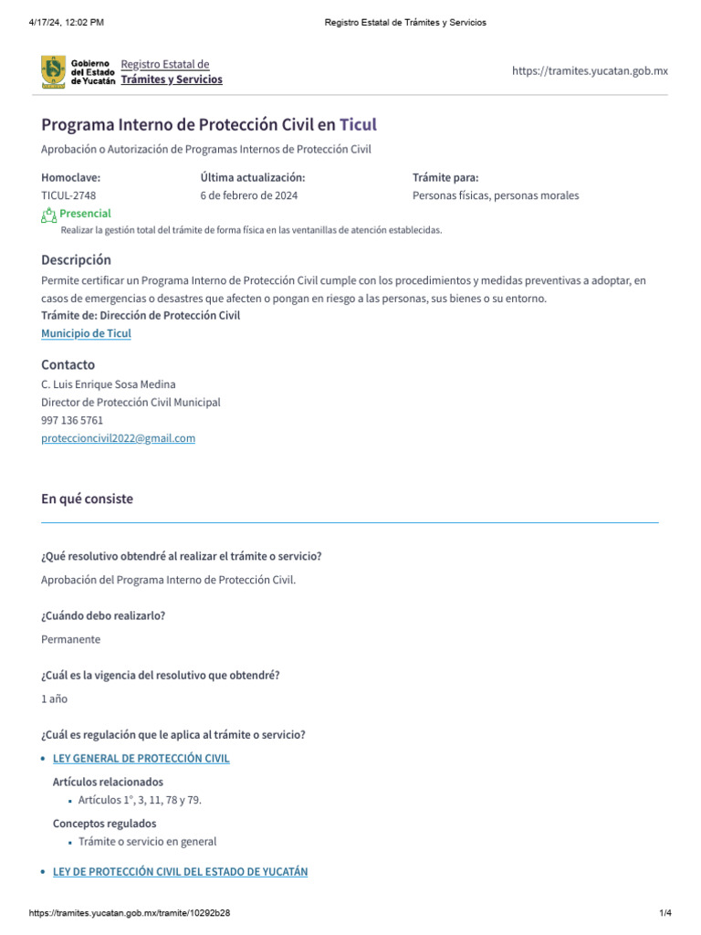 Requisitos - Programa Interno PC - Ticul | PDF | Defensa Civil