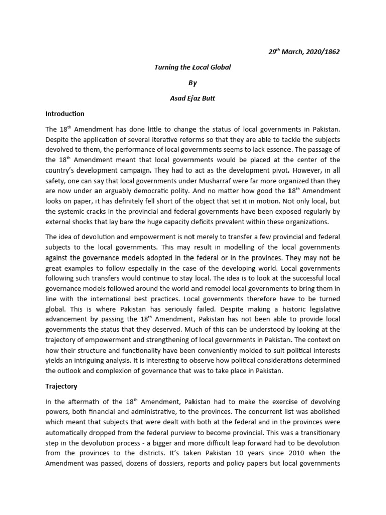 Turning The Local Global | PDF | Bureaucracy | Zulfikar Ali Bhutto Turning The Local Global | PDF | Bureaucracy | Zulfikar Ali Bhutto