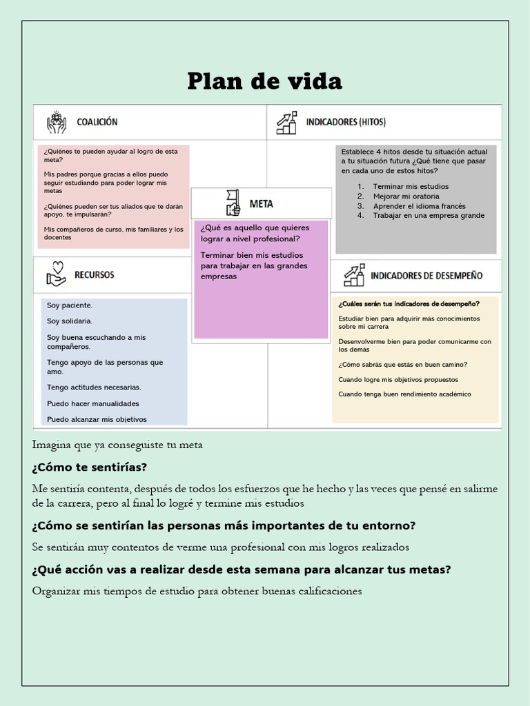 Plan de Vida: Alcanzando Metas Profesionales | PDF