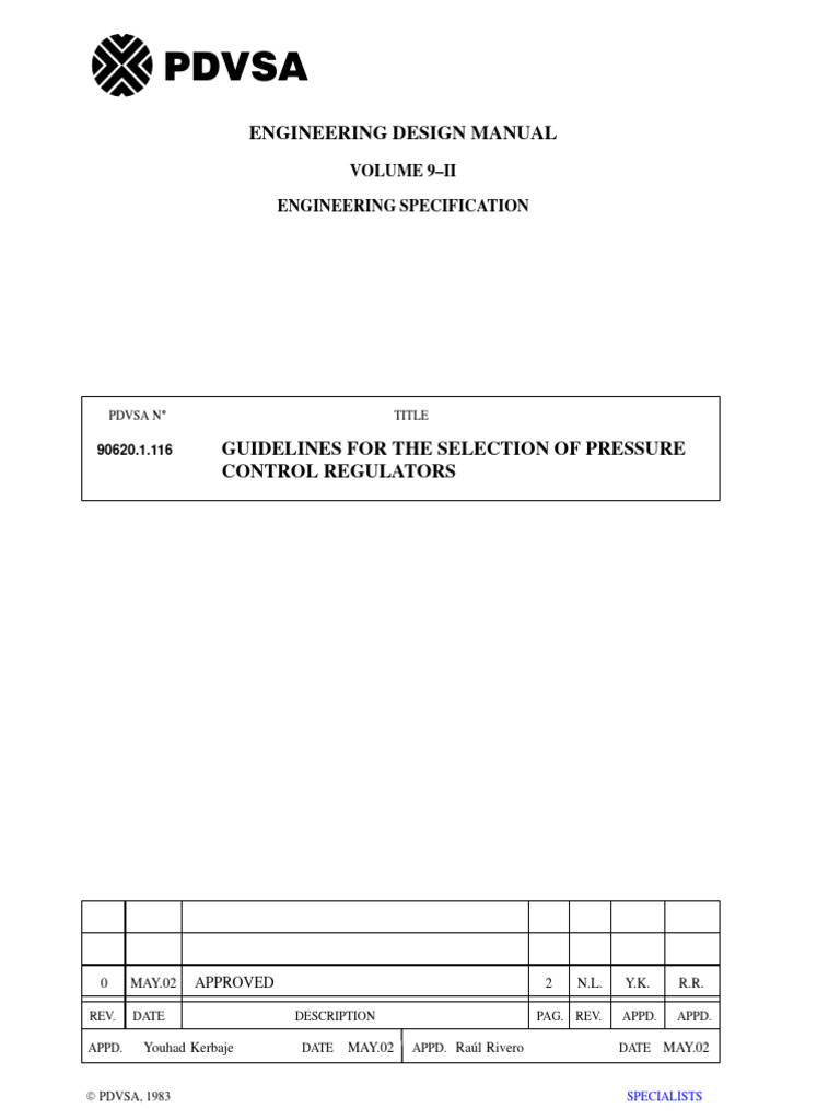 90620.1.116 Guidelines For The Selection of Pressure Control Regulators ...