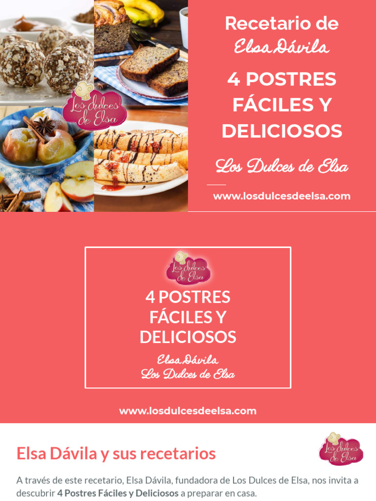 Los Dulces de Elsa - 4 Postres Fáciles | PDF | Postres | Cocina