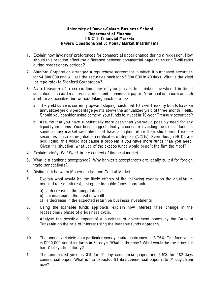 Seminar Questions Set 3 | PDF | United States Treasury Security | Money ...