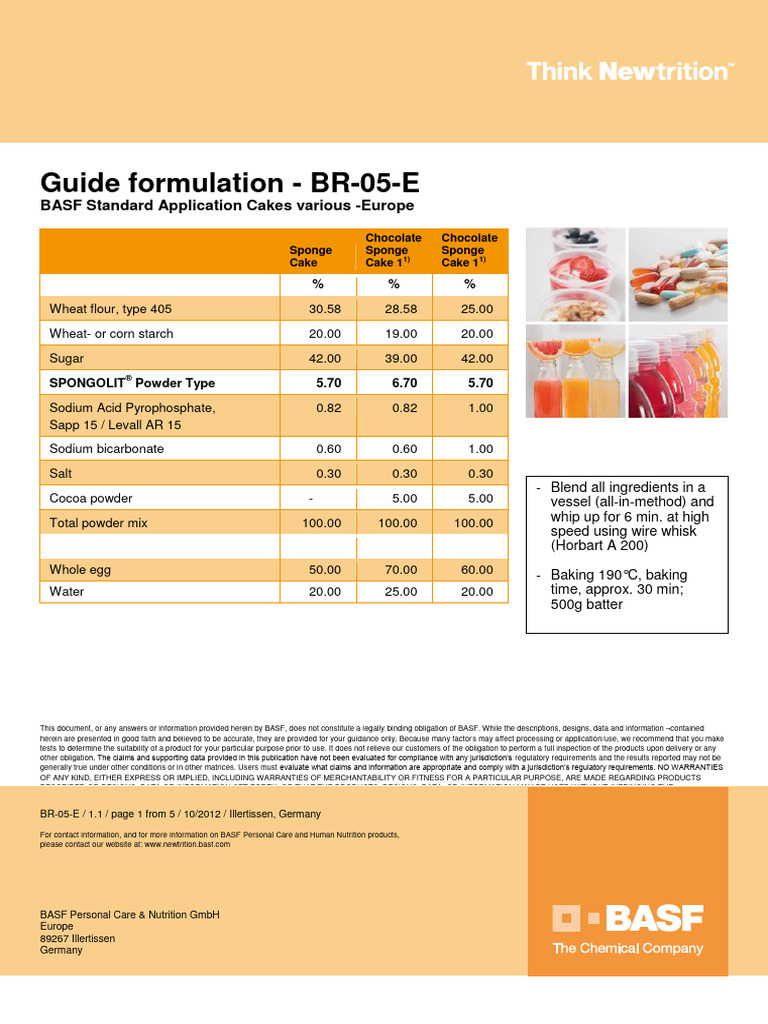 BR-05 Standard Application Cakes Various Europe 10-2012 | PDF | Cakes ...