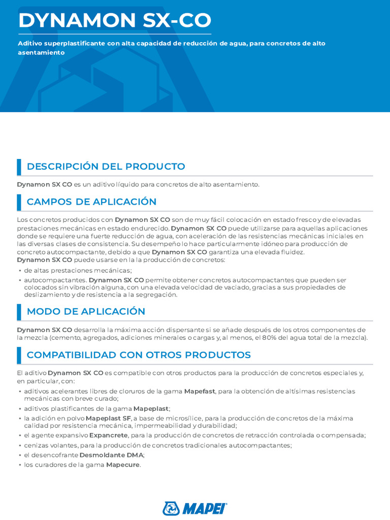 Dynamon SX CO | PDF | Hormigón | Materiales