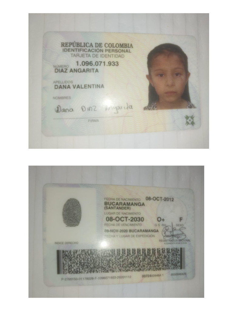 Tarjetas de Identidad Niños | PDF