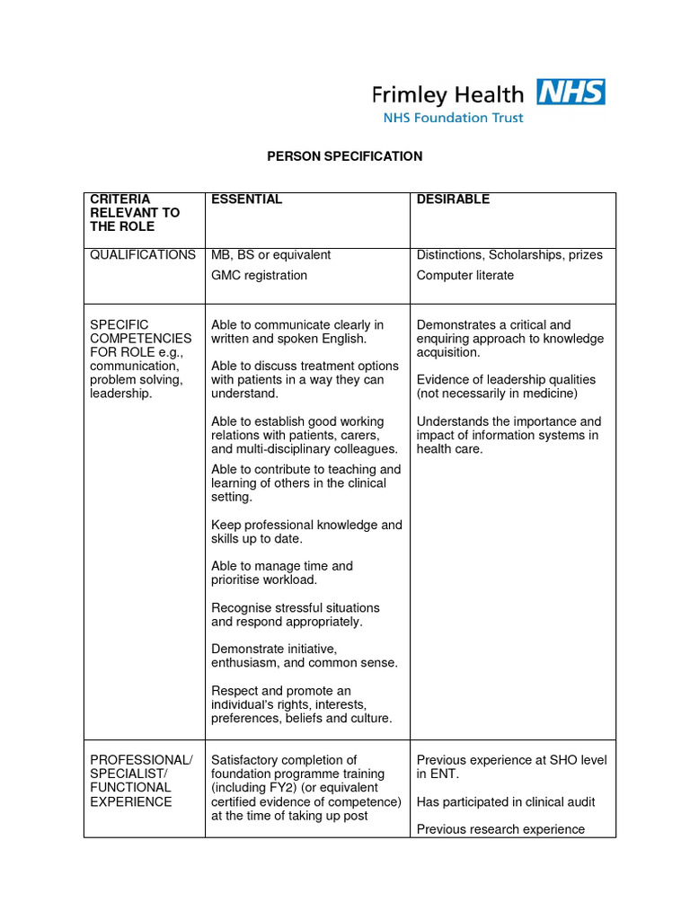 Essential Criteria for Medical Role | PDF | Knowledge | Informed Consent