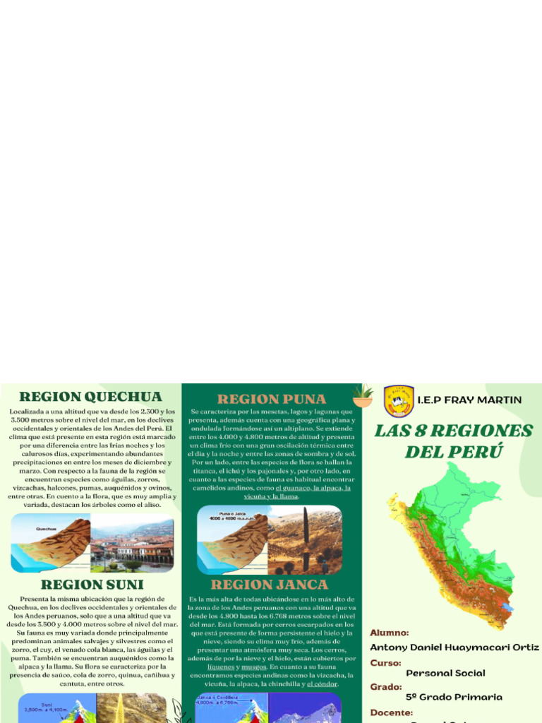 Triptico Regiones Del Peru | PDF