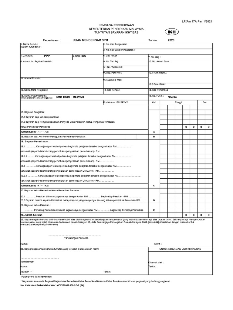 Borang Ikh Cantik | PDF