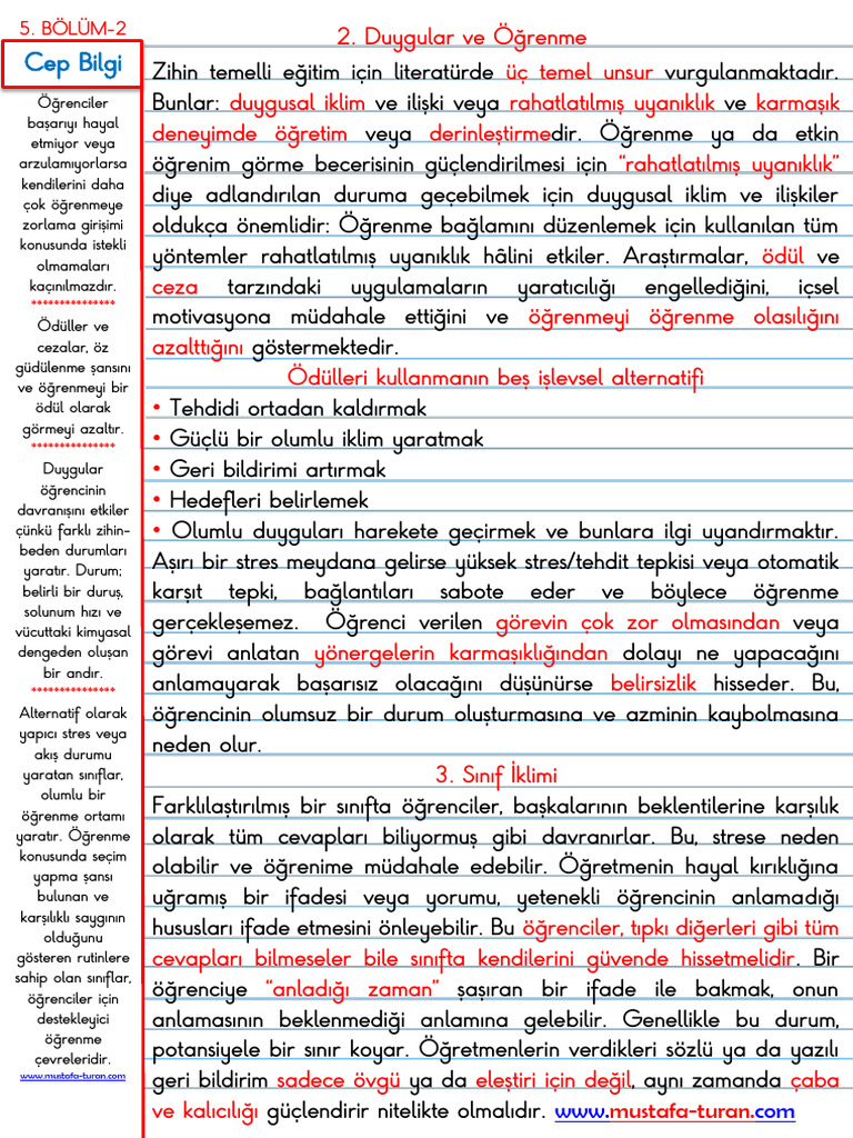Bolum 2. Duygular Ve Ogrenme Ve Sinif Iklimi | PDF