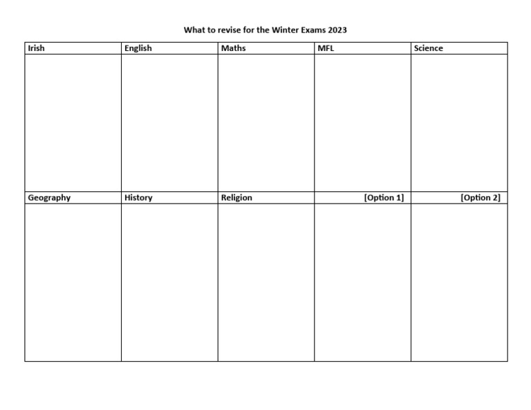 What To Revise For The Winter Exams 2023 | PDF