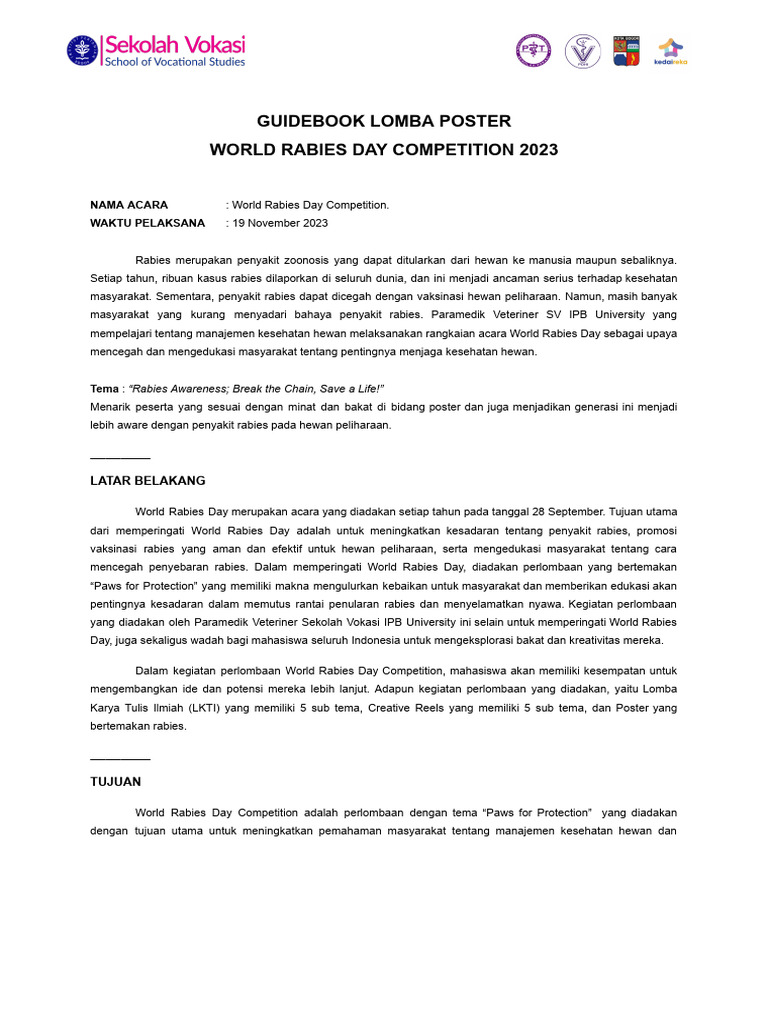 GUIDEBOOK POSTER RABIES (WRDC PVT SV IPB University) | PDF | Seni