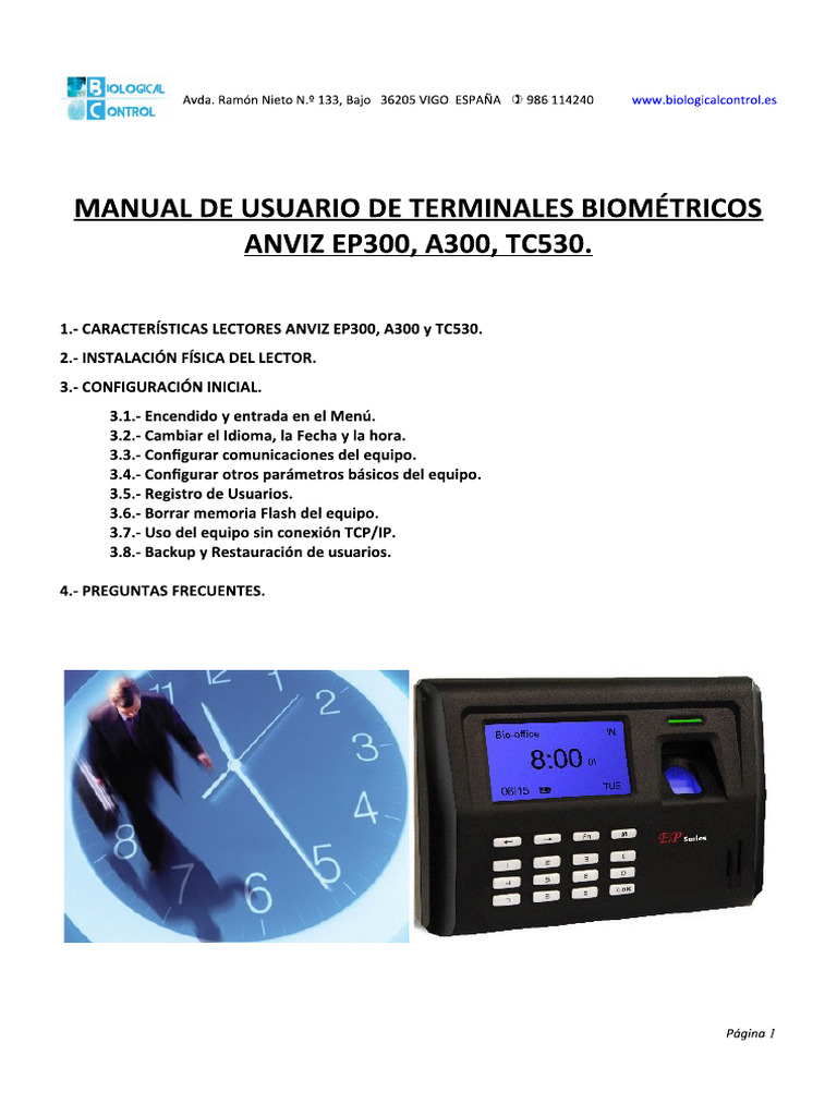 Manual Completo ANVIZ EP300 | PDF