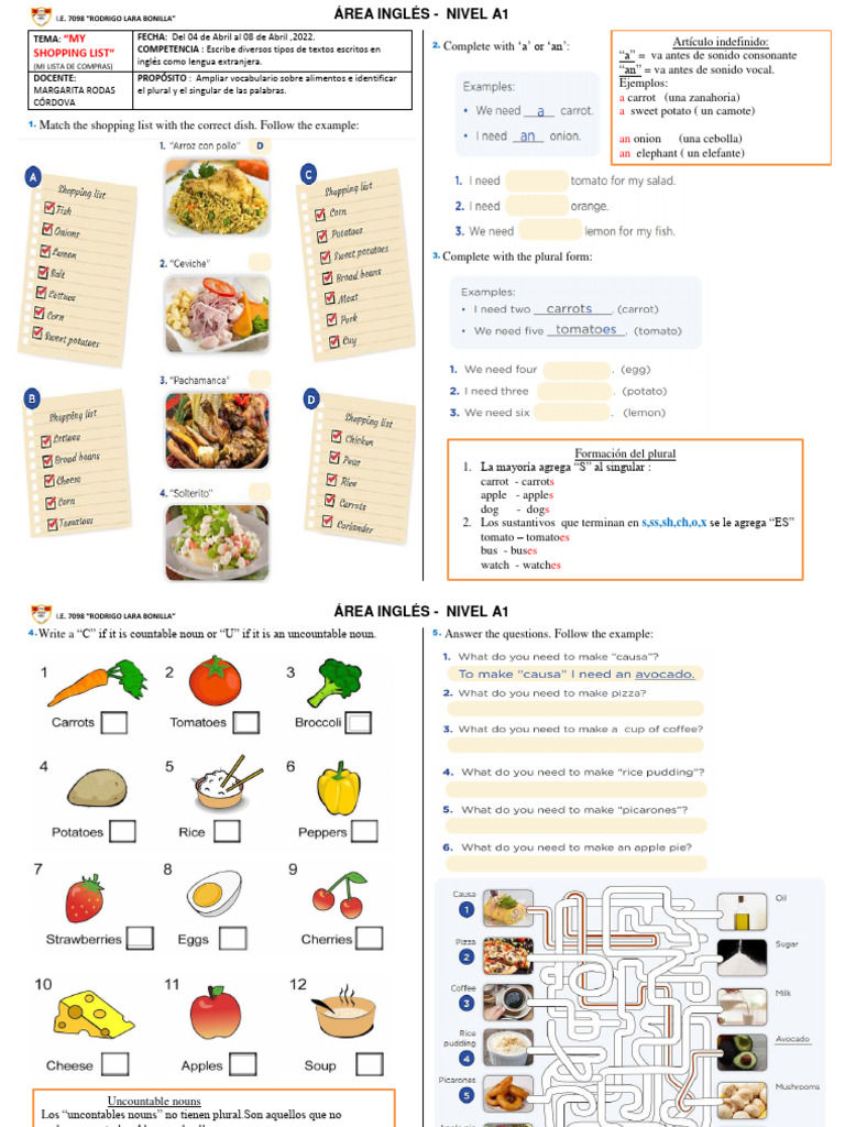 Worksheet 3rd Grade-WEEK 4 | PDF | Morfología Lingüística | Lenguas de Europa