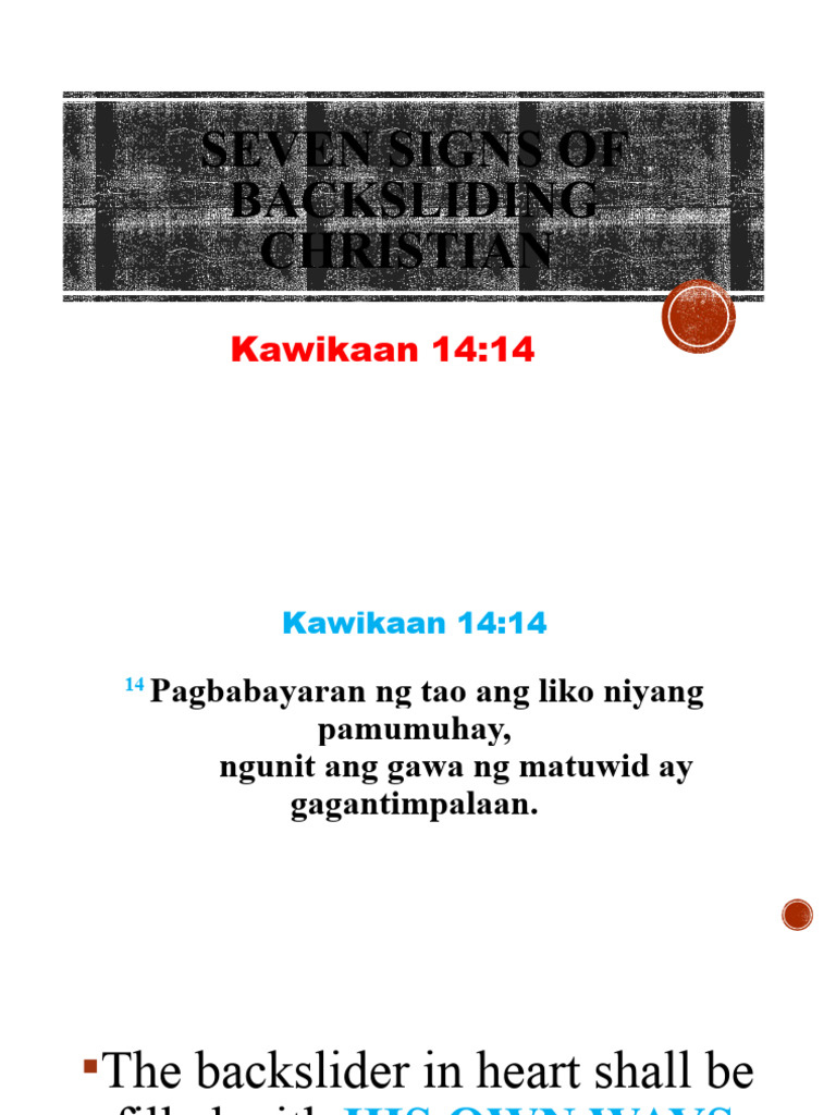Seven Signs of Backsliding Christian | PDF