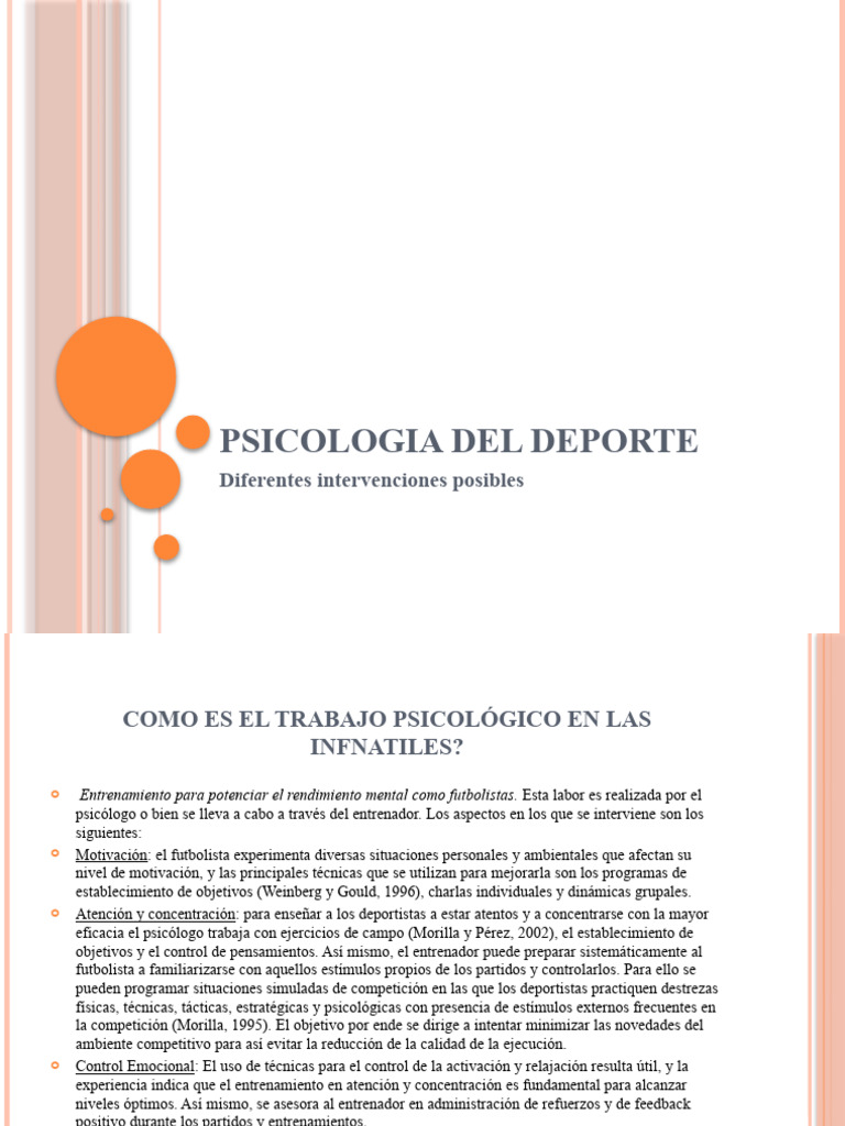 PSICOLOGIA DEL DePORTE. Lic BC Intervenciones Psicologicas | PDF | Sicología | Inteligencia