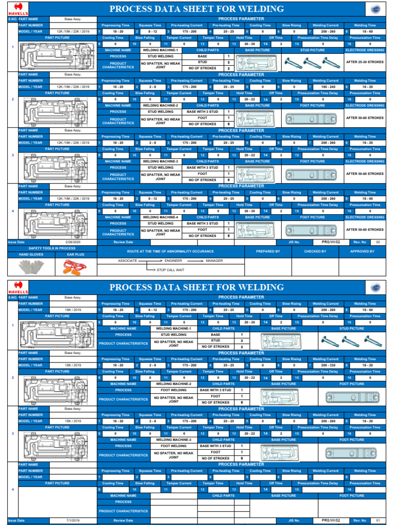 Process Data Sheet_Weld | PDF | Welding | Construction
