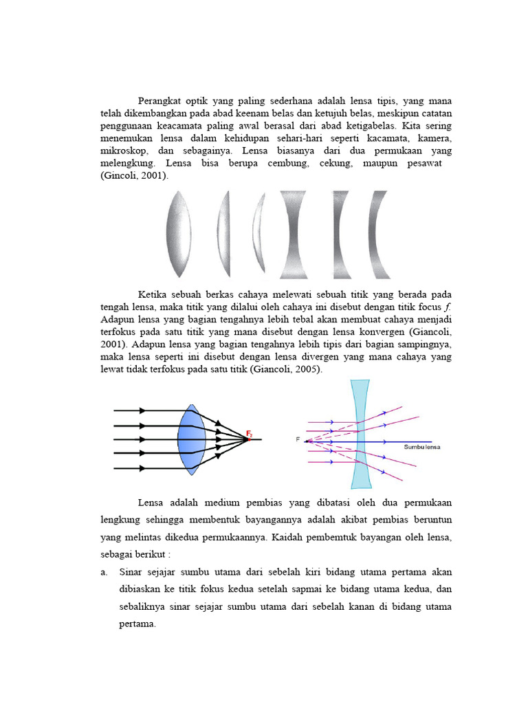 Teori Dasar Lensa Tipis | PDF