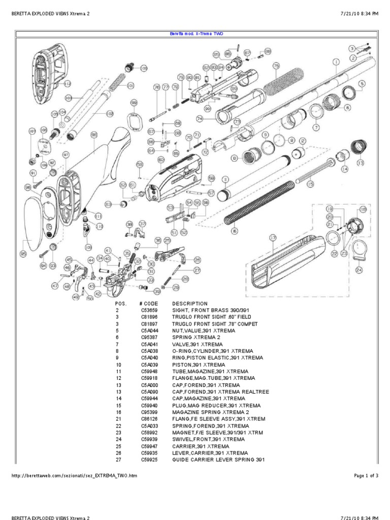 Beretta Exploded Views Xtrema 2 | PDF | Trigger (Firearms) | Projectile ...