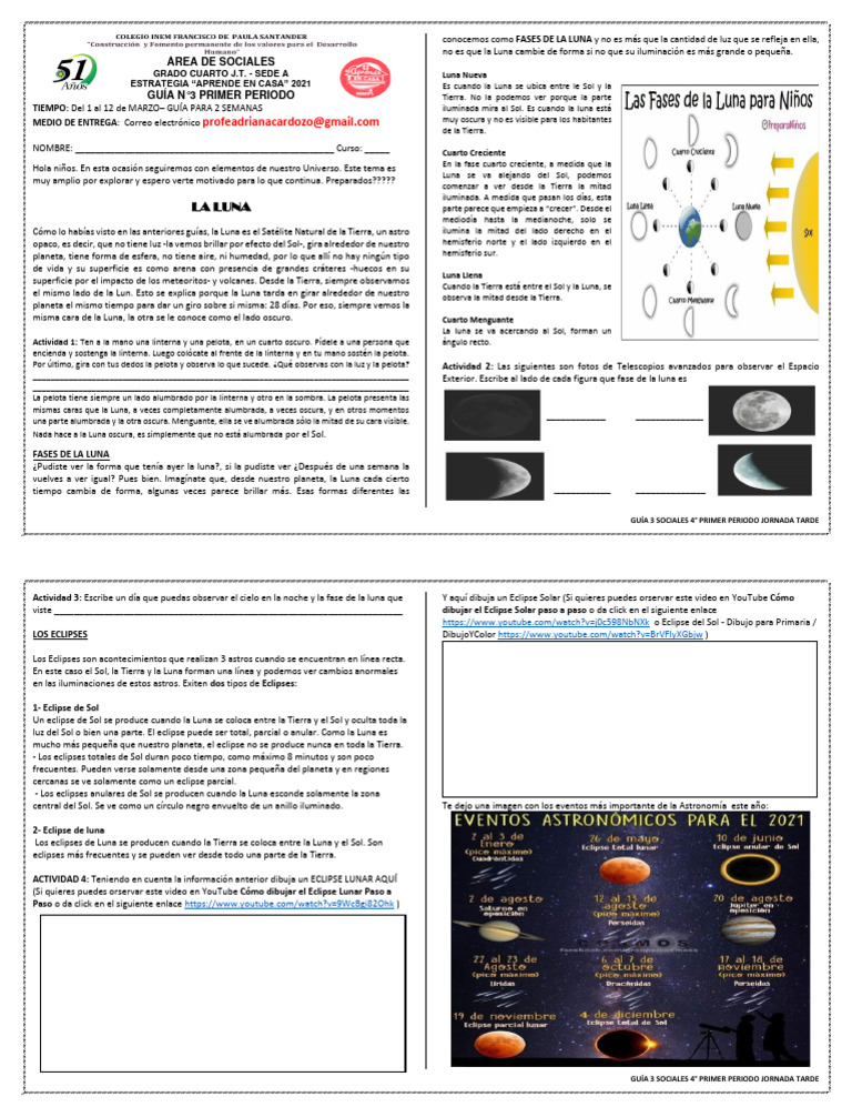 Actividades sobre Fases y Eclipses Lunar | PDF | Luna | Eclipse