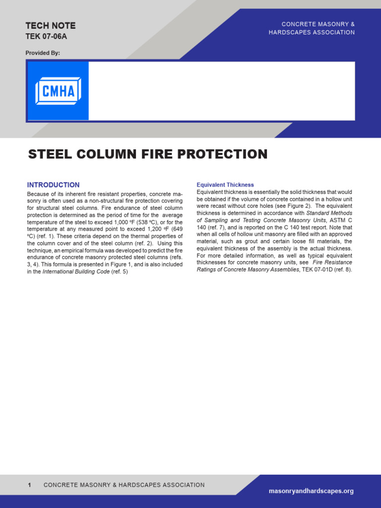 Tek 07-06a Steel Column Fire Protection | PDF | Concrete | Masonry