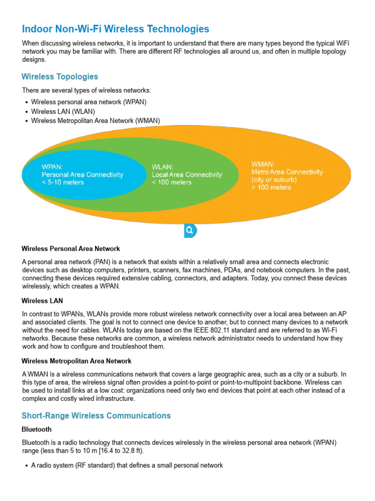 Indoor Wireless Technologies Overview | PDF | Bluetooth | Computer Network
