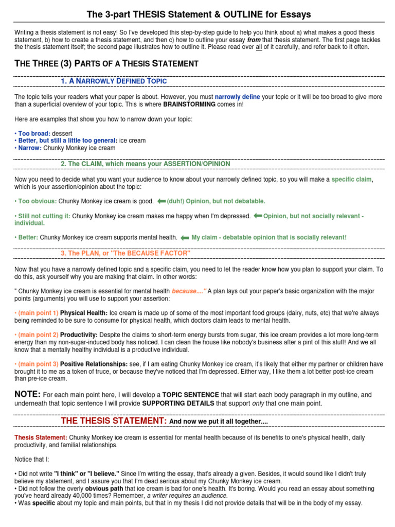 Crafting a 3-Part Thesis Statement | PDF | Essays