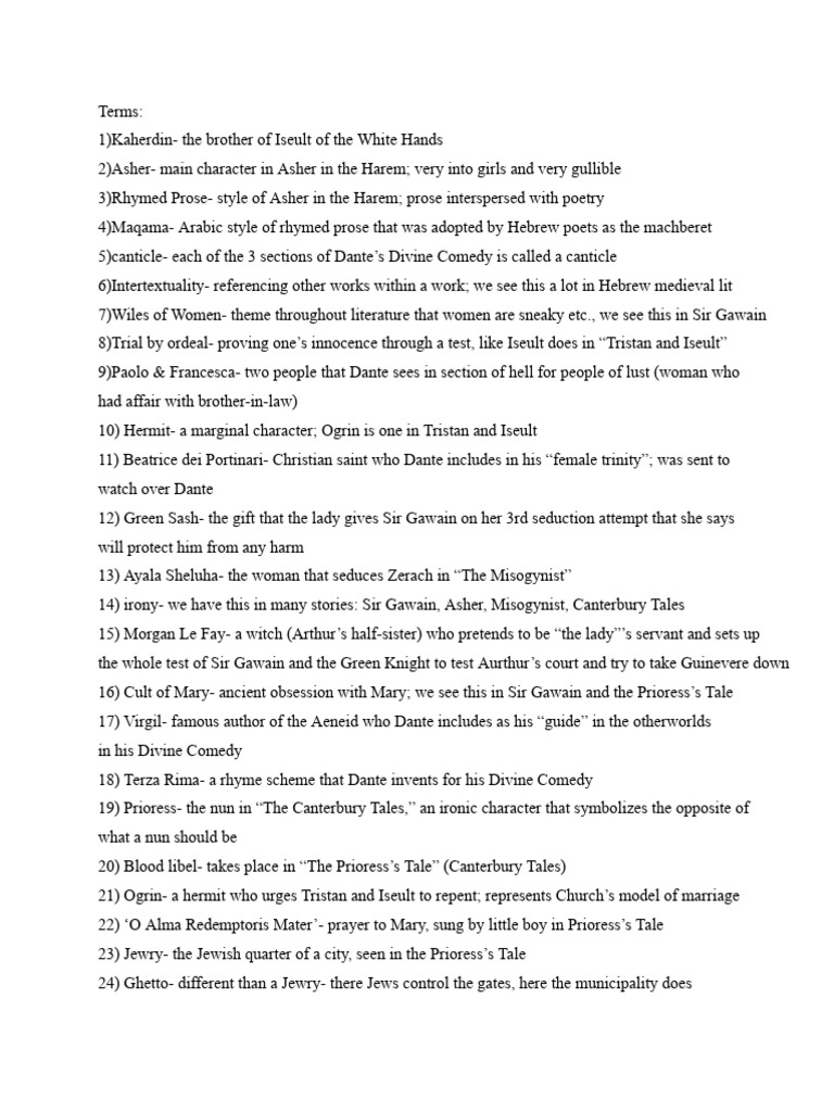 Medieval Literature Review | PDF | The Canterbury Tales | Gawain