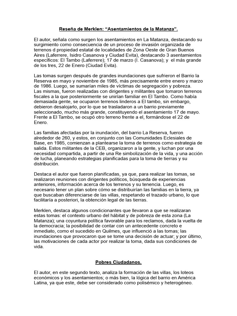 Reseña Merklen, Lezcano Pais. | PDF | Sociedad | Ciencias Políticas