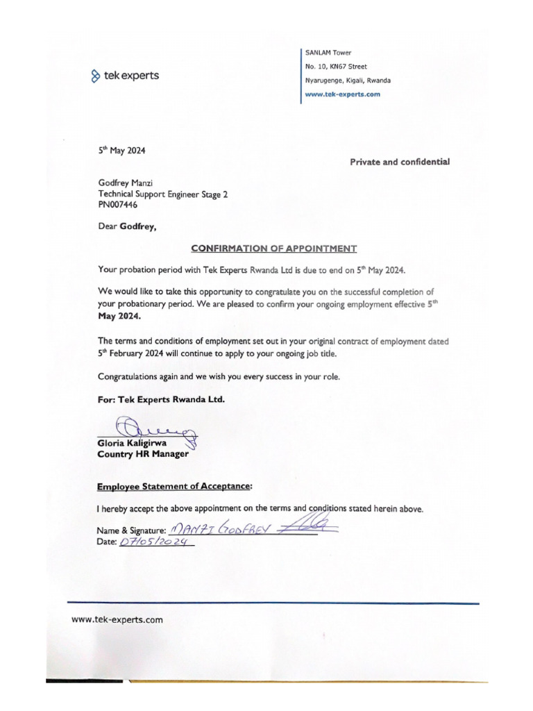 Confirmation Letter | PDF