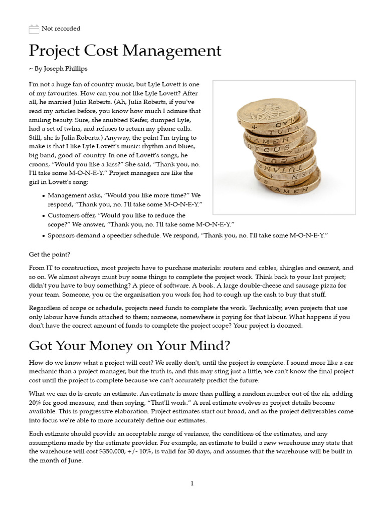 Project Cost Management Pdf