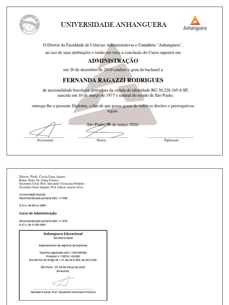 Diploma Anhanguera | PDF