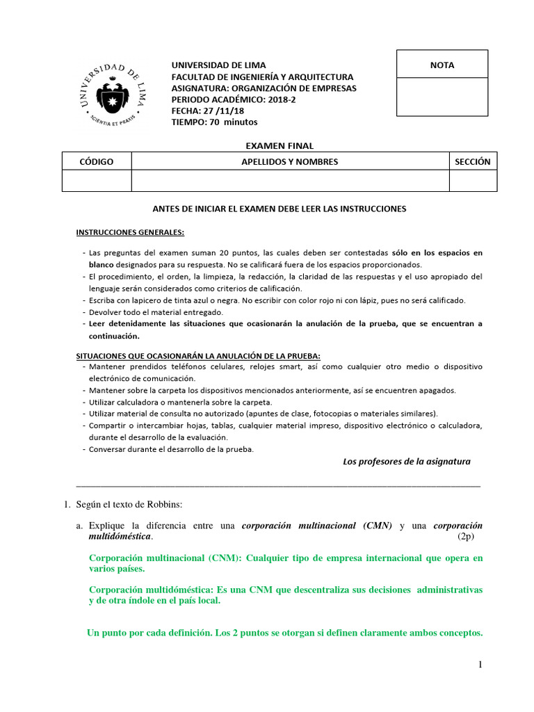 Ex-Fin Orga 2018-2 Sol | PDF | Coca Cola