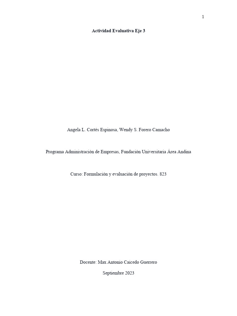 Actividad Evaluativa Eje 3 FORMULACION DE PROYECTOS | PDF | Mercado (economía) | Investigación ...