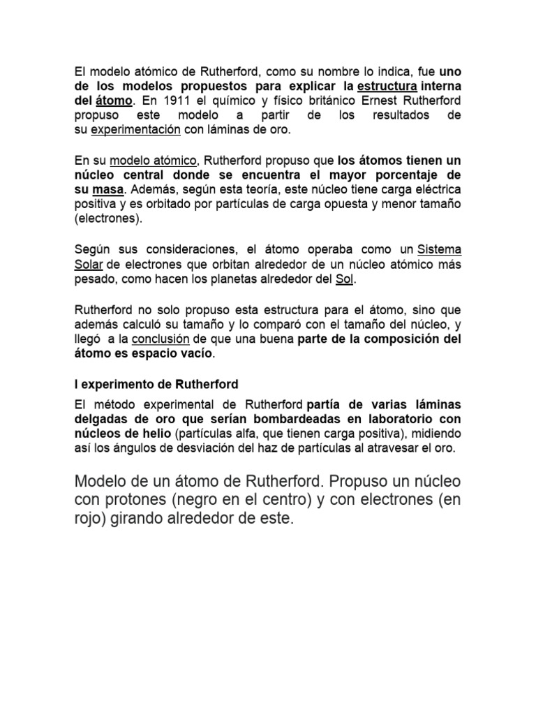Modelo Atómico de Rutherford Explicado | PDF | Ciencia y matemáticas