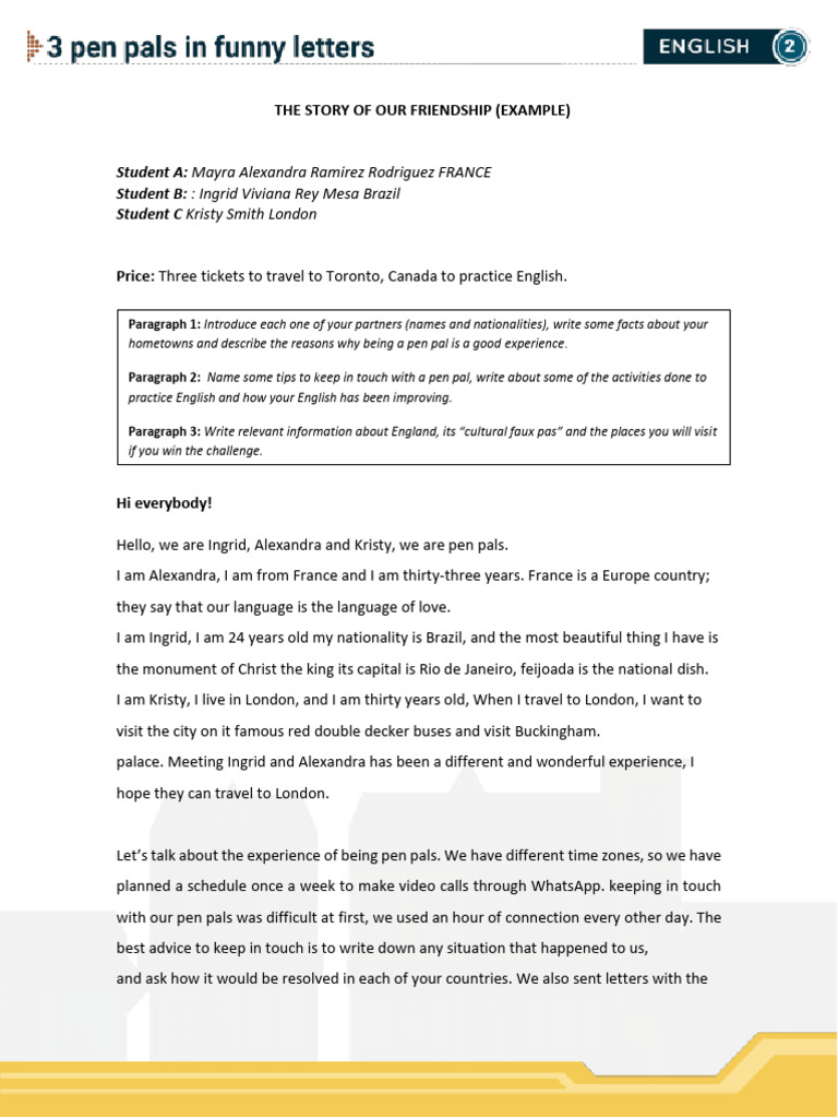 Pen Pals: Cultural Exchange & English Practice | PDF | Social Science ...