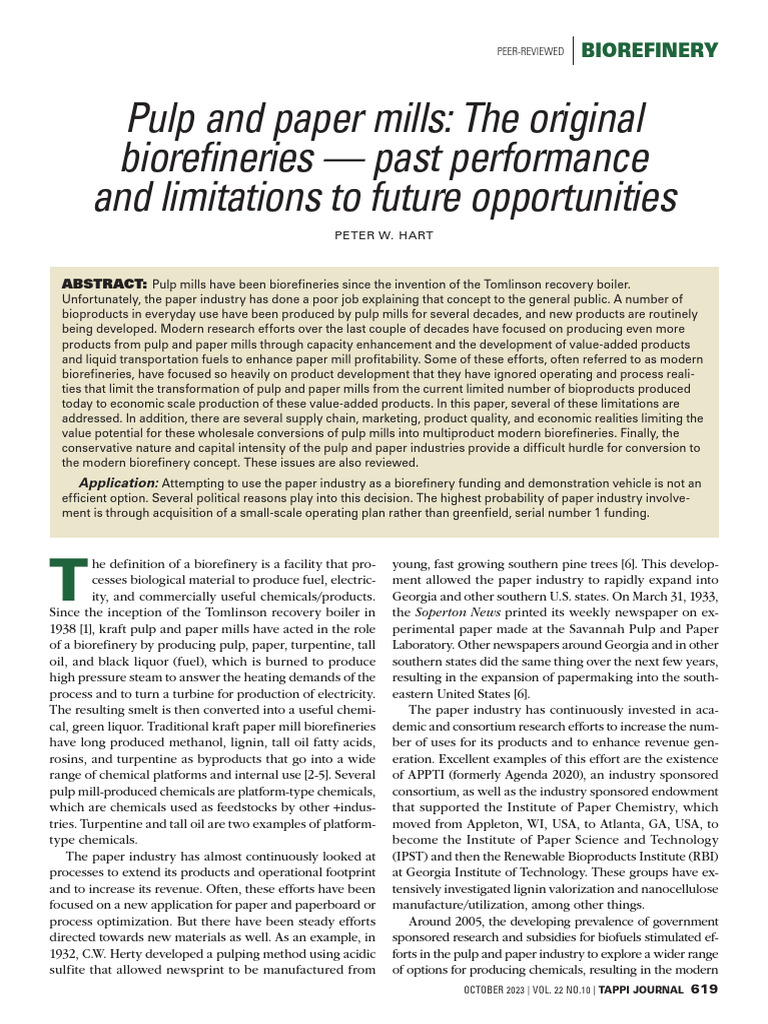 Pulp and Paper Biorefineries | PDF | Biorefinery | Pulp (Paper)