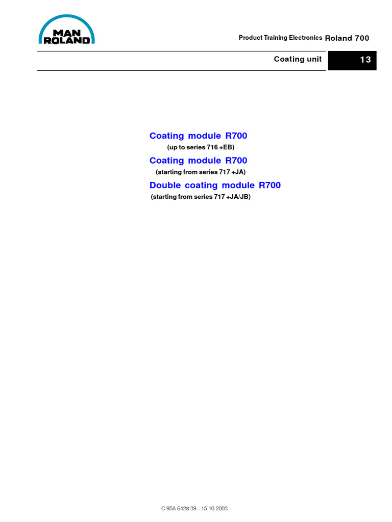 Coating Module R700: (Up To Series 716 +EB) | PDF | Machines | Equipment