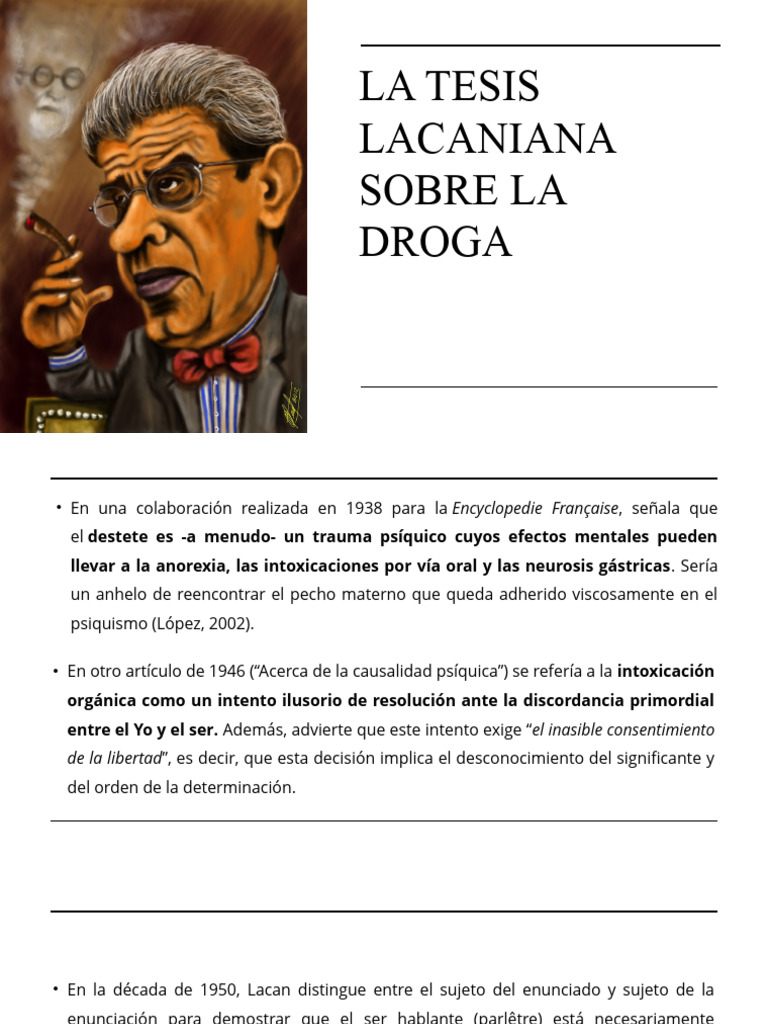 La Tesis Lacaniana Sobre La Droga Pdf Jacques Lacan Psicoanálisis