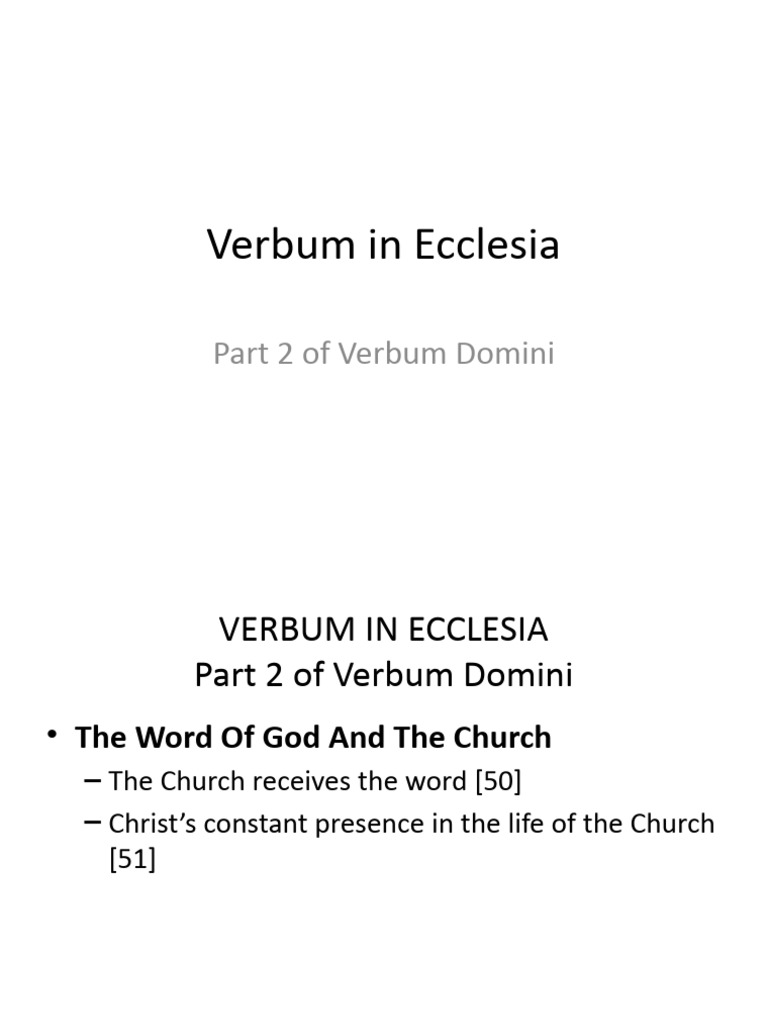 Verbum in Ecclesia Study 2 | PDF | Eucharist | Catholic Church