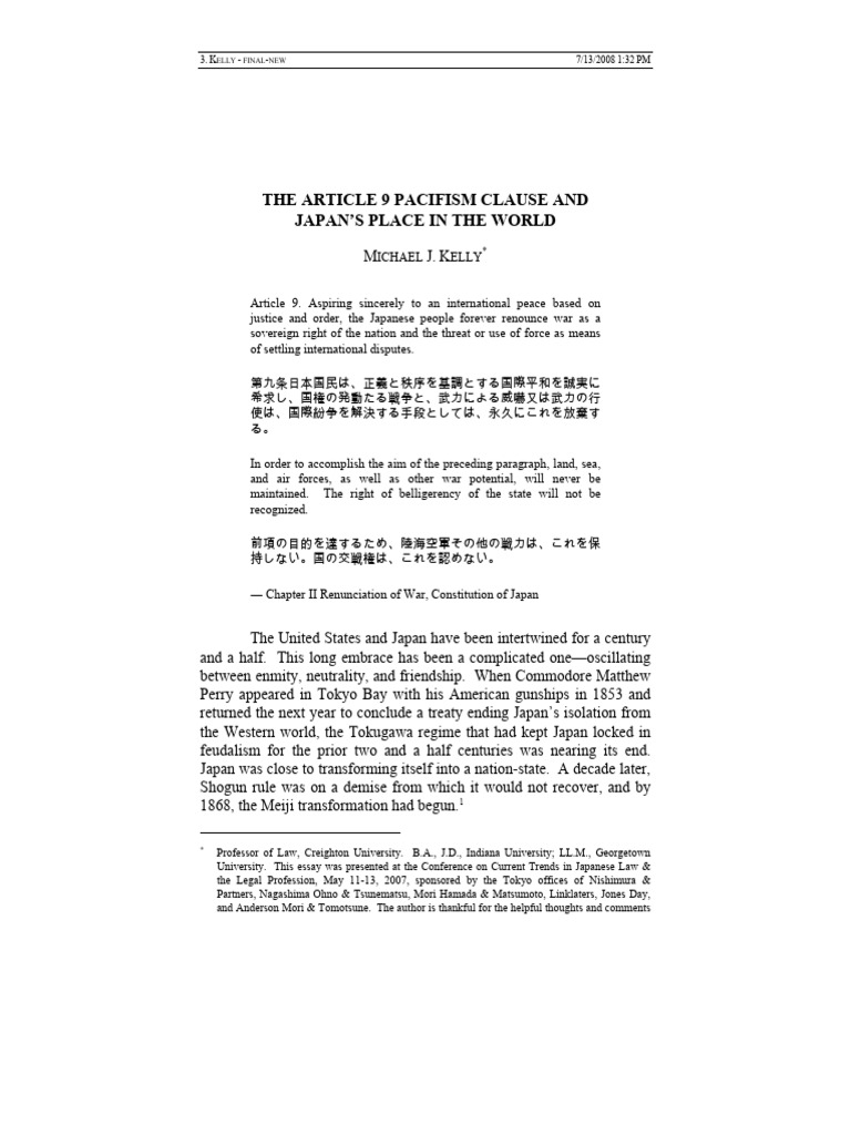 Japan's Article 9: Pacifism Explained | PDF | Shogun | Shinzō Abe