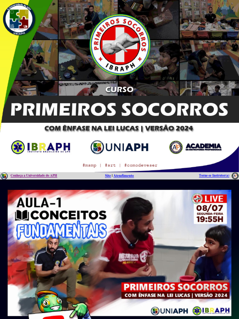 PDF Slides Curso Primeiros Socorros Lei Lucas 2024 Aula 1 Conceitos Fundamentais Versao para ...