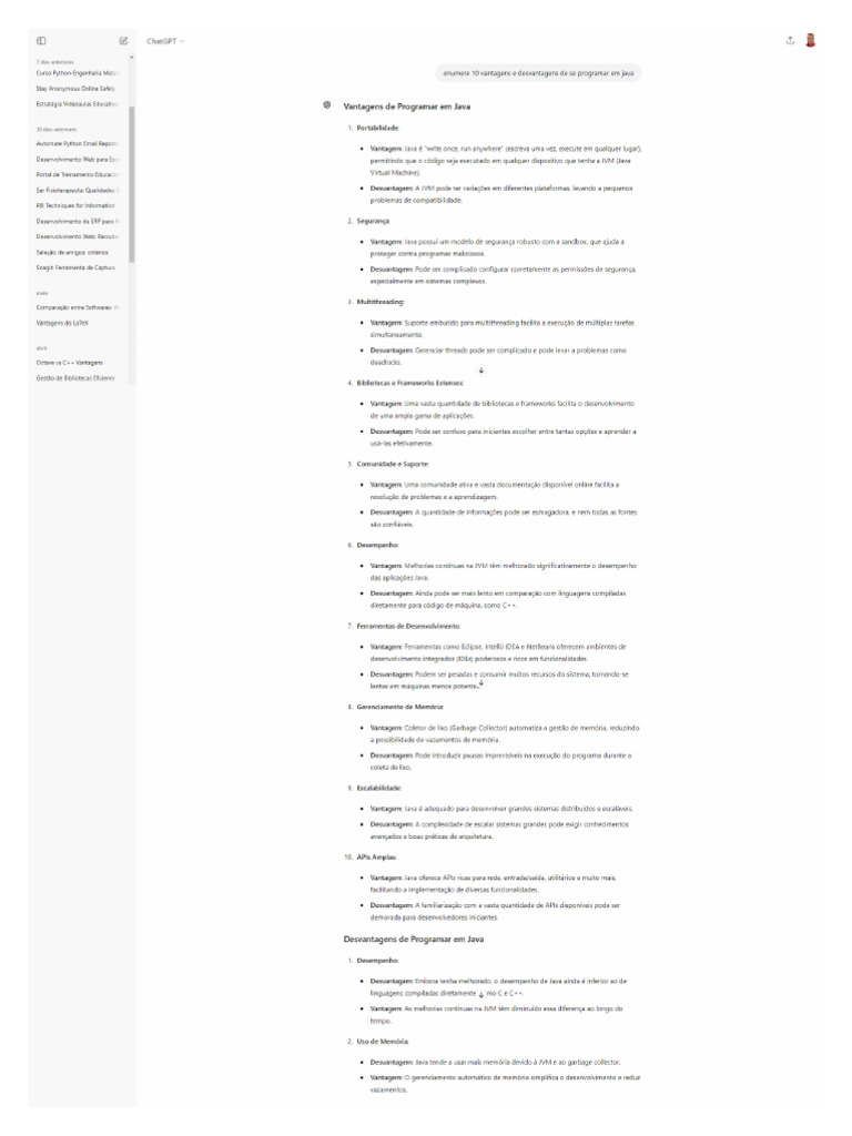 Java Vantagens Desvantagens | PDF