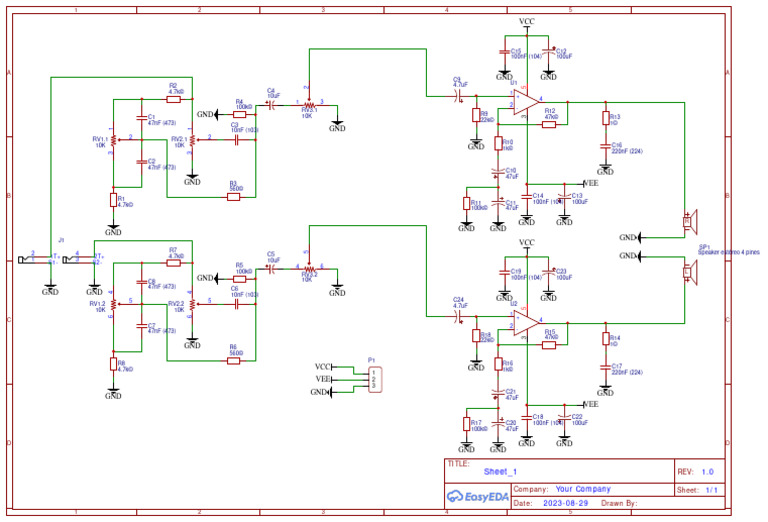 Schematic - AMPLIFICADOR TDA 2023 CON EL PLANO DE ROCHA D - 2023-08-29 | PDF
