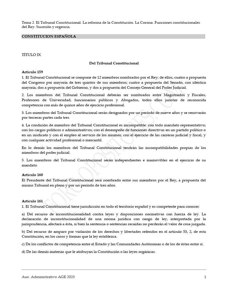 El Tribunal Constitucional. | PDF | Ley Pública | Gobierno de españa