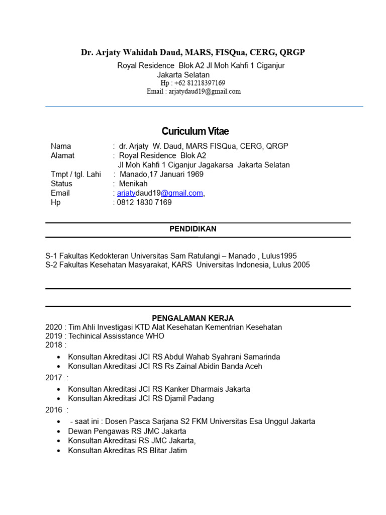 Arjaty - DR Arjaty Daud (CV) MARS 2022 | PDF | Sains & Matematika