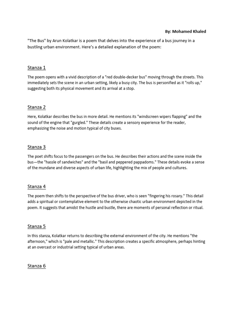The Bus | PDF | Poetry | Bus
