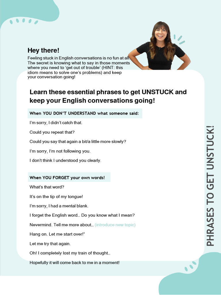 Conversation Phrases To Get UNSTUCK 1 | PDF | Language Arts & Discipline