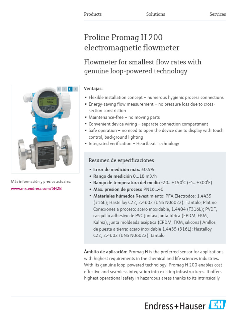 Endress-Hauser Proline Promag H 200 5H2B ES | PDF | Calibración ...
