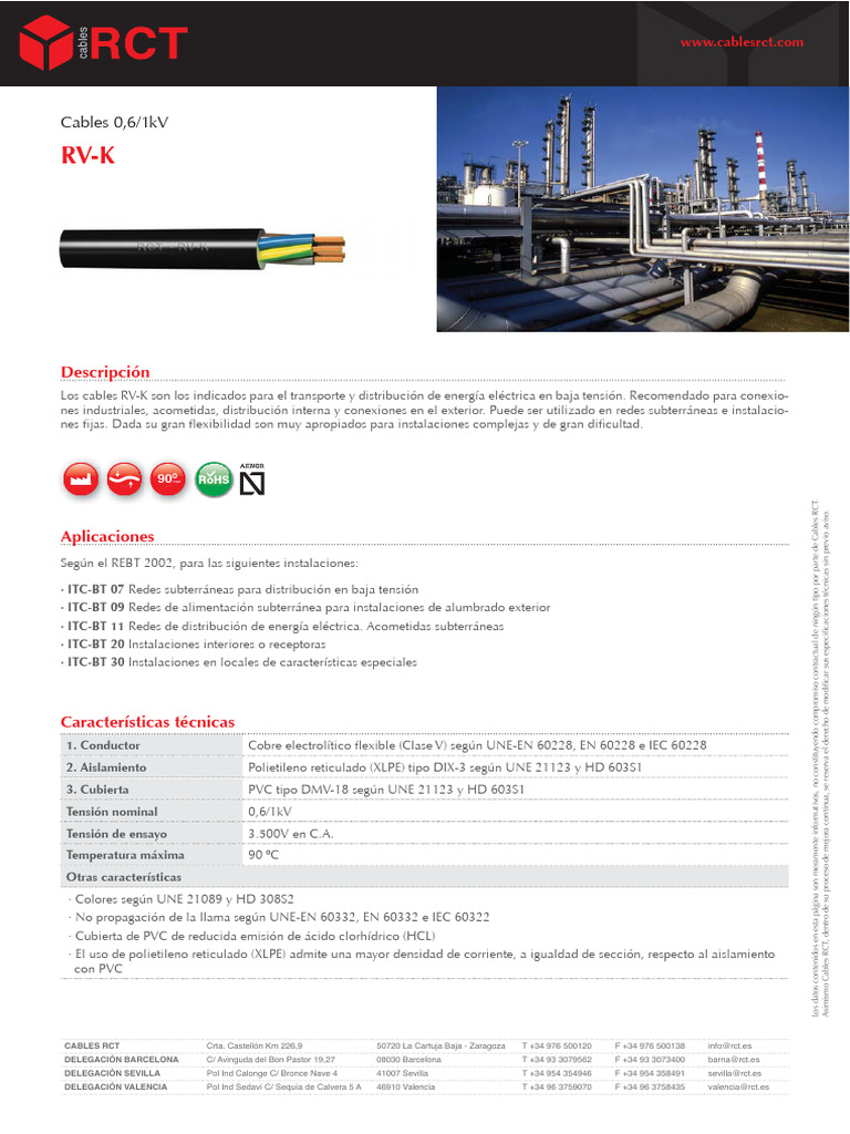 Cables RV-K: Especificaciones y Usos | PDF | Ingenieria Eléctrica ...