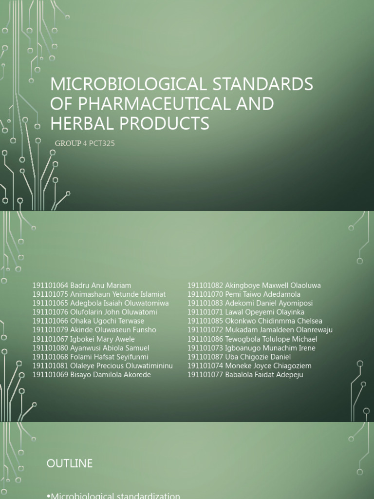Microbiological Standards of Pharmaceutical and Herbal Products | PDF | Food And Drug ...